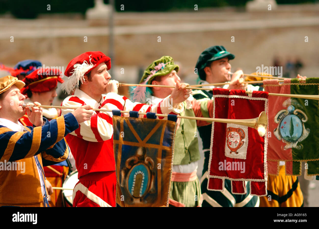 Rome, Ceremonial Parade, Men Playing Instruments Stock Photo - Alamy