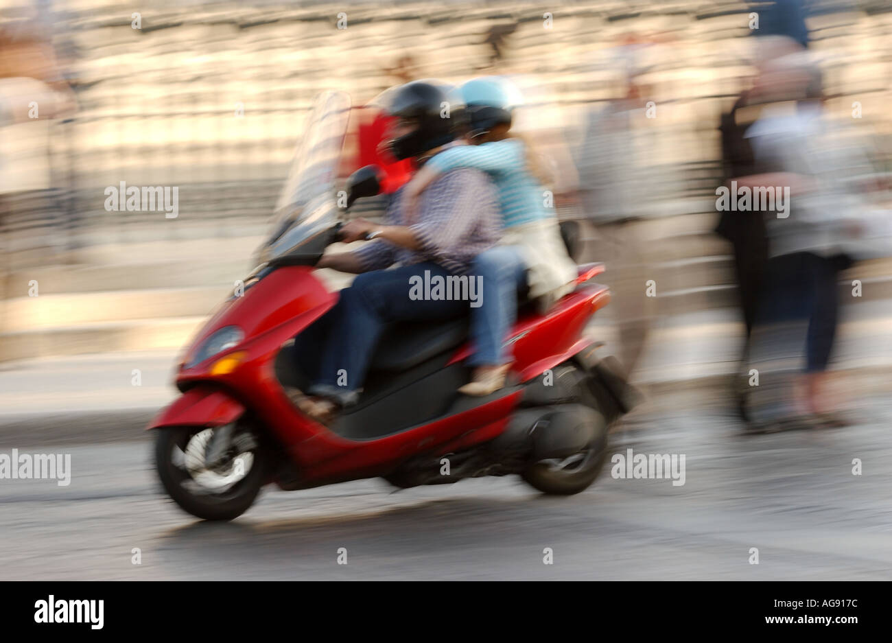 Rome, Couple On a Scooter/Moped Stock Photo - Alamy