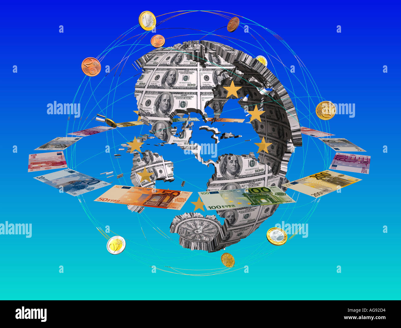 Euro coin globe planet hi-res stock photography and images - Alamy