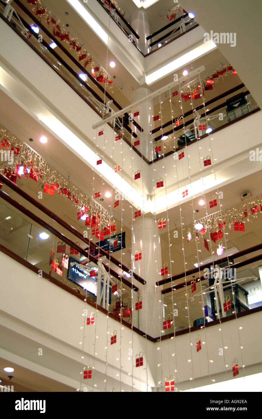 London Debenhams store interior in Oxford Street at Christmas 2003 ...
