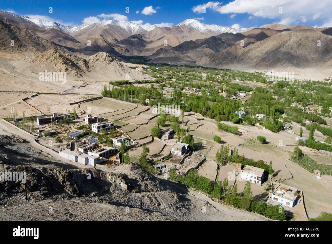 View over Leh valley, Indus valley, Ladakh, Jammu and Kashmir, India ...