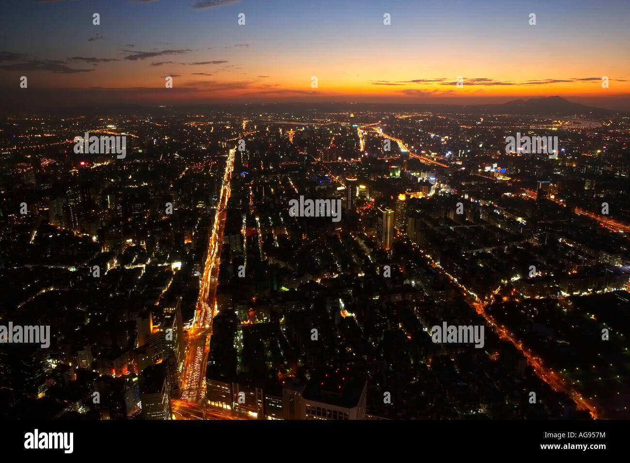 Taiwan, Taipei, Cityscape at Sunset, Elevated view from Taipei 101 ...