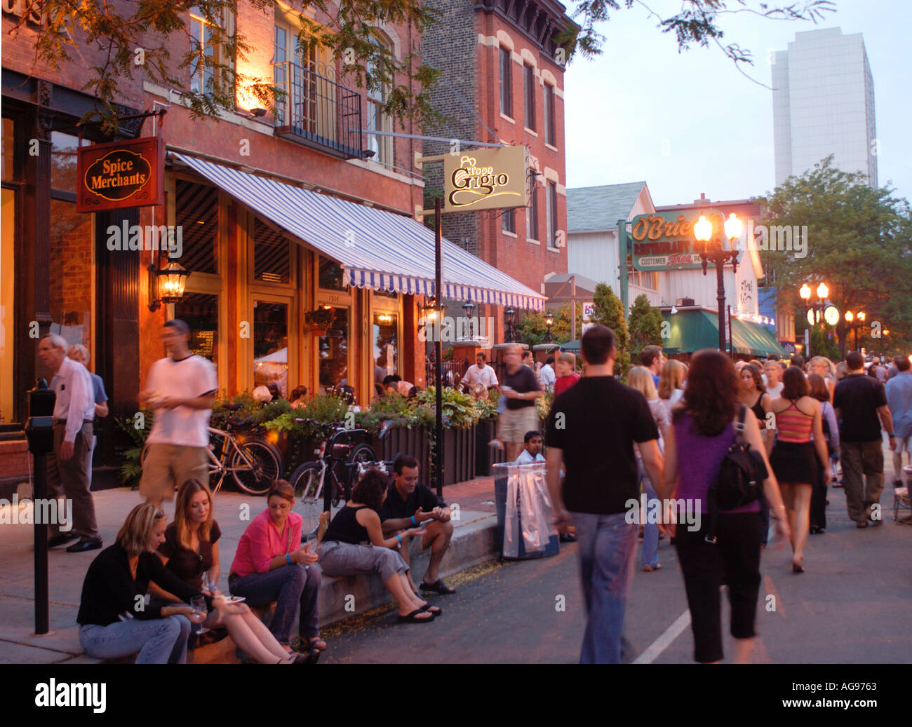 Street scene during a summer festival in the Old Town neighborhood ...