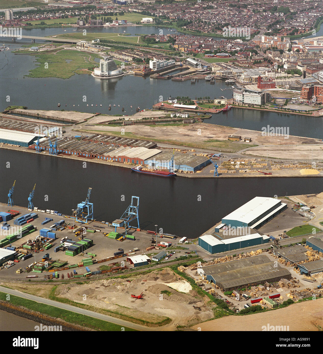 Aerial of Cardiff Bay Barrage Wales 45775SB Stock Photo - Alamy