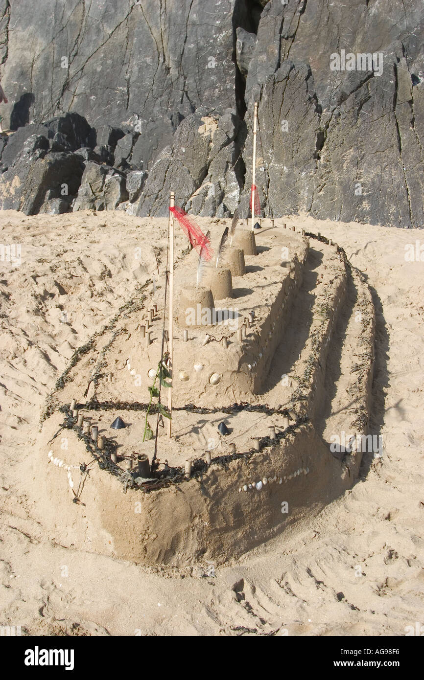 Ship Sandcastle Tenby Beach Wales UK 46752JP Stock Photo - Alamy