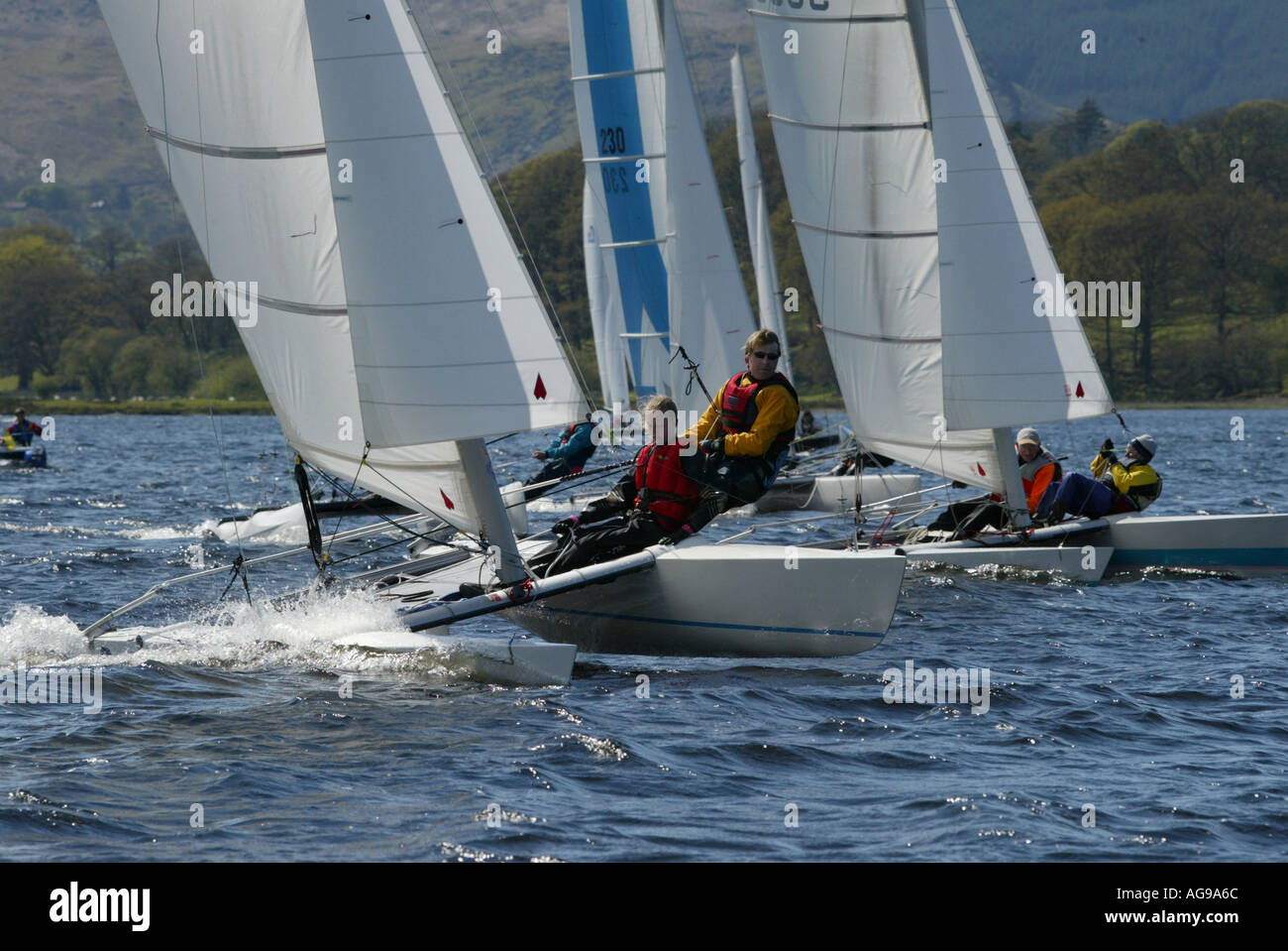 Dart 18 catamaran sailing at Bala, North Wales Stock Photo - Alamy