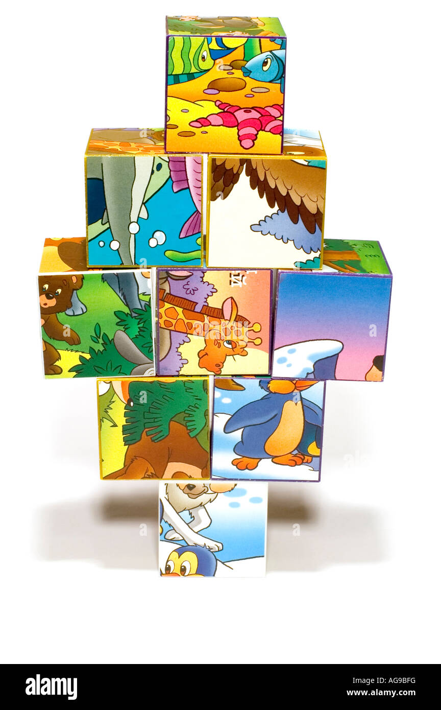 series object on white Toy block Stock Photo - Alamy