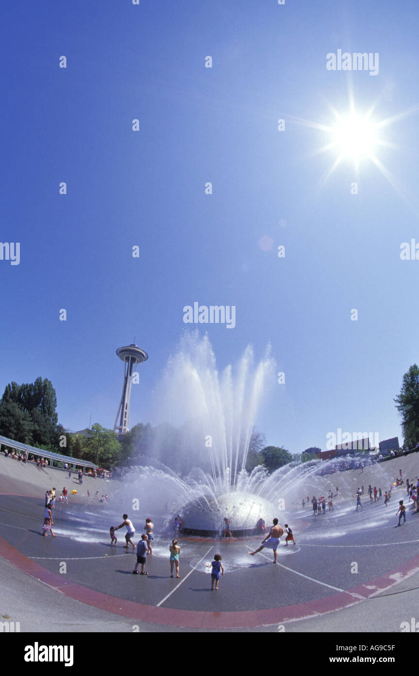 People playing in Seattle Center s International Fountain Seattle ...