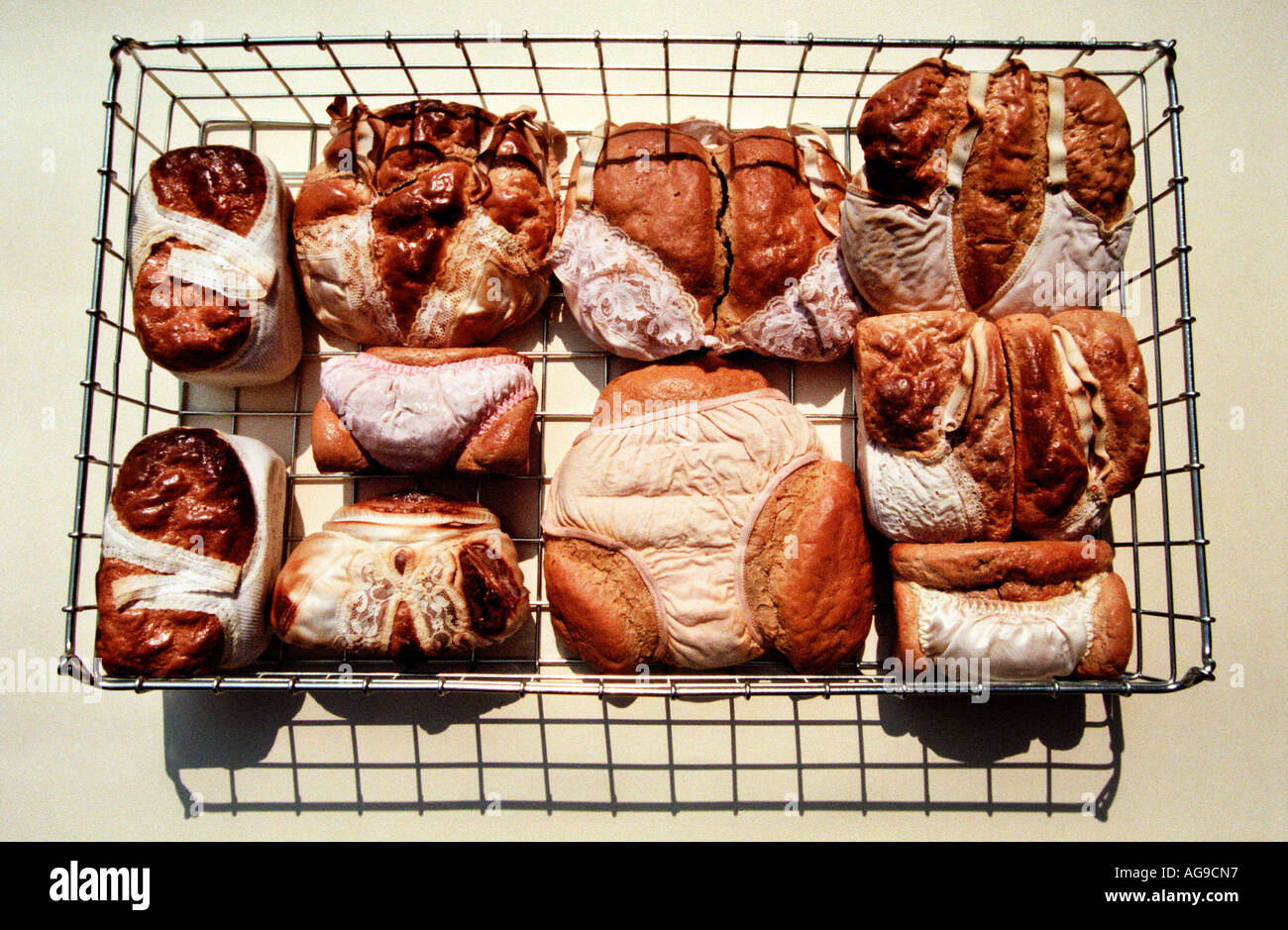 Bread wearing bras and knickers The underwear was baked onto the rolls ...