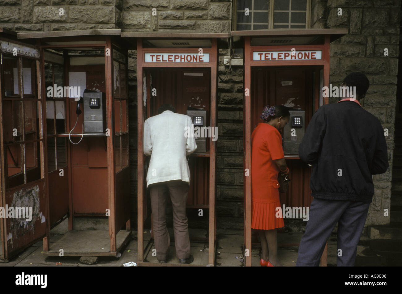telephone call boxes in Nairobi the capital city of Kenya Stock Photo ...