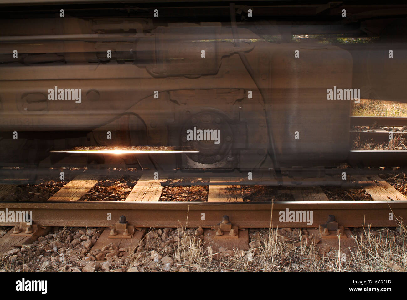 Railway Tracks Train Rails with the Blurred Motion of a Locomotive ...