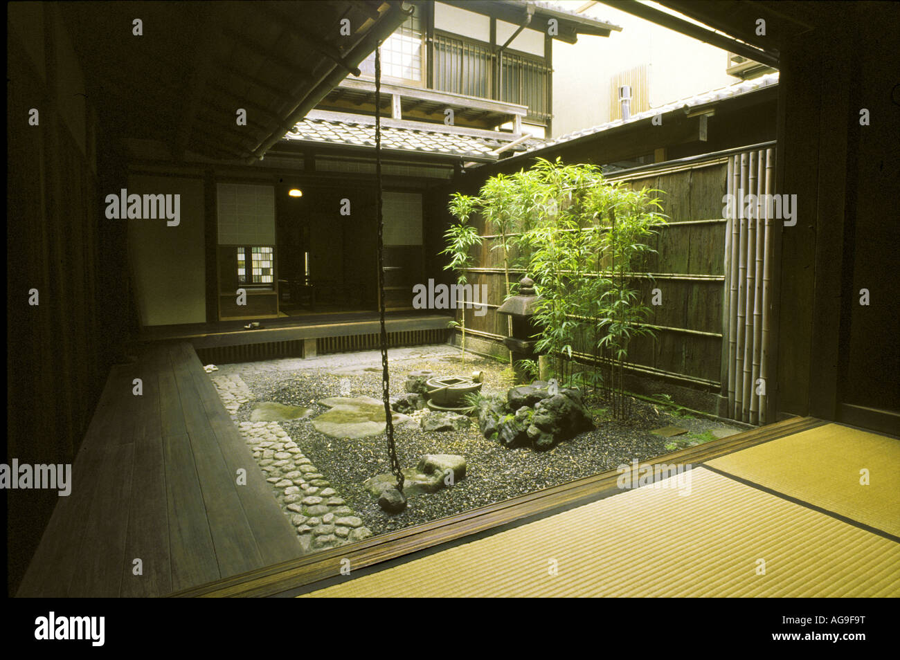 garden Tsuboniwa bamboo in Machiya house Kyoto Japan Stock Photo - Alamy