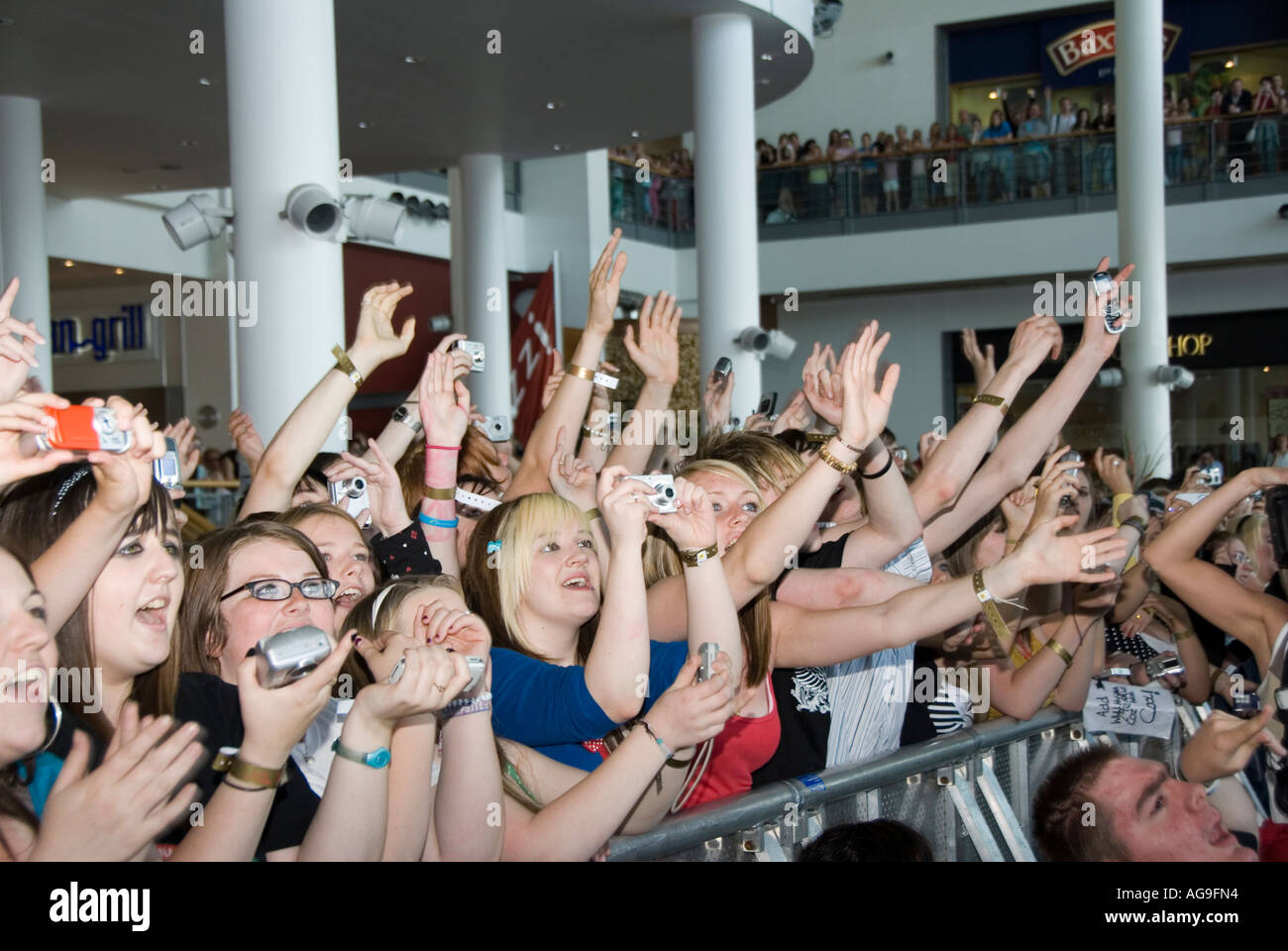 Screaming fans at McFly performance Ocean Terminal in Leith Edinburgh ...