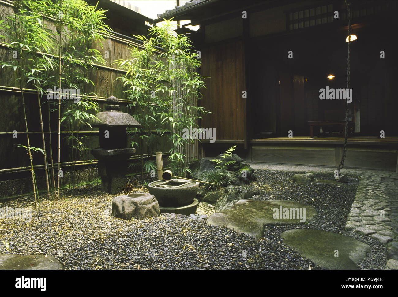 garden Tsuboniwa bamboo in Machiya house Kyoto Japan Stock Photo - Alamy