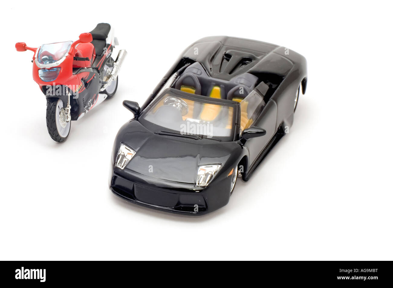 series object on white model sport car and moto bike Stock Photo - Alamy