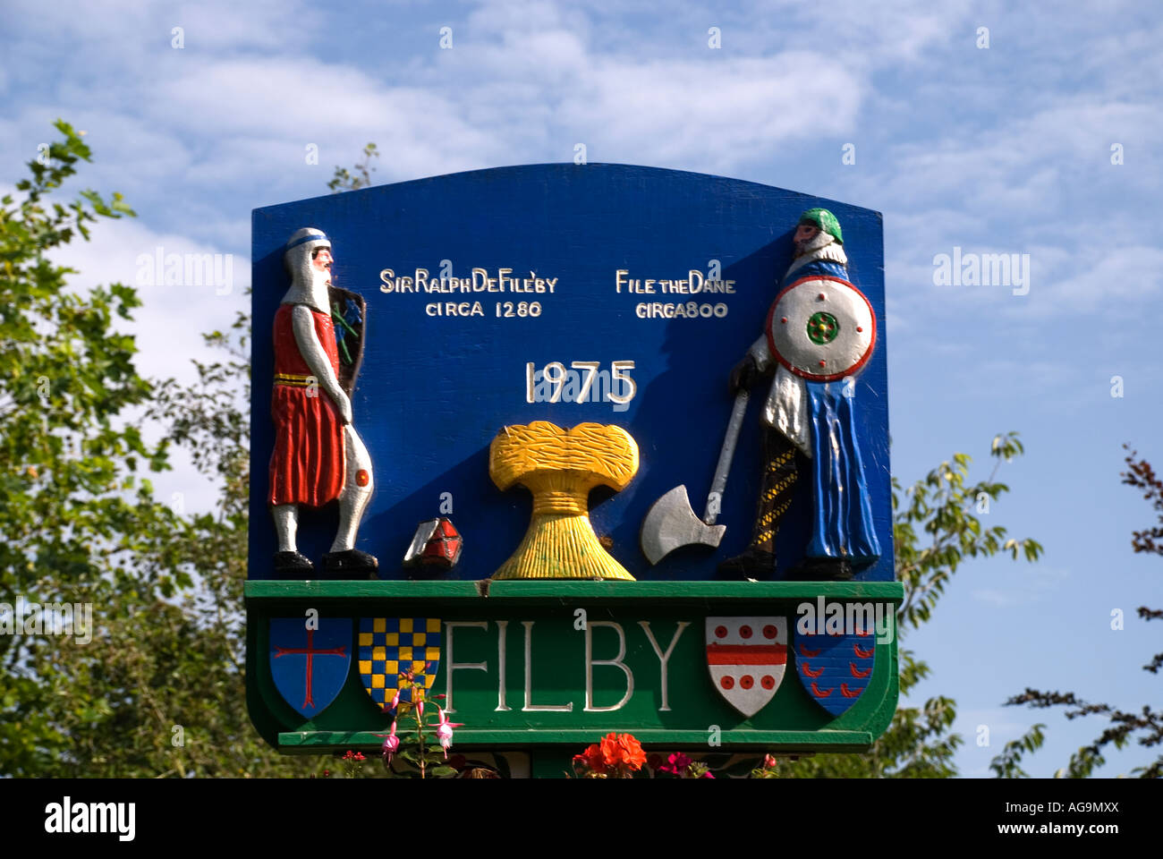 Filby Village Sign Stock Photo - Alamy