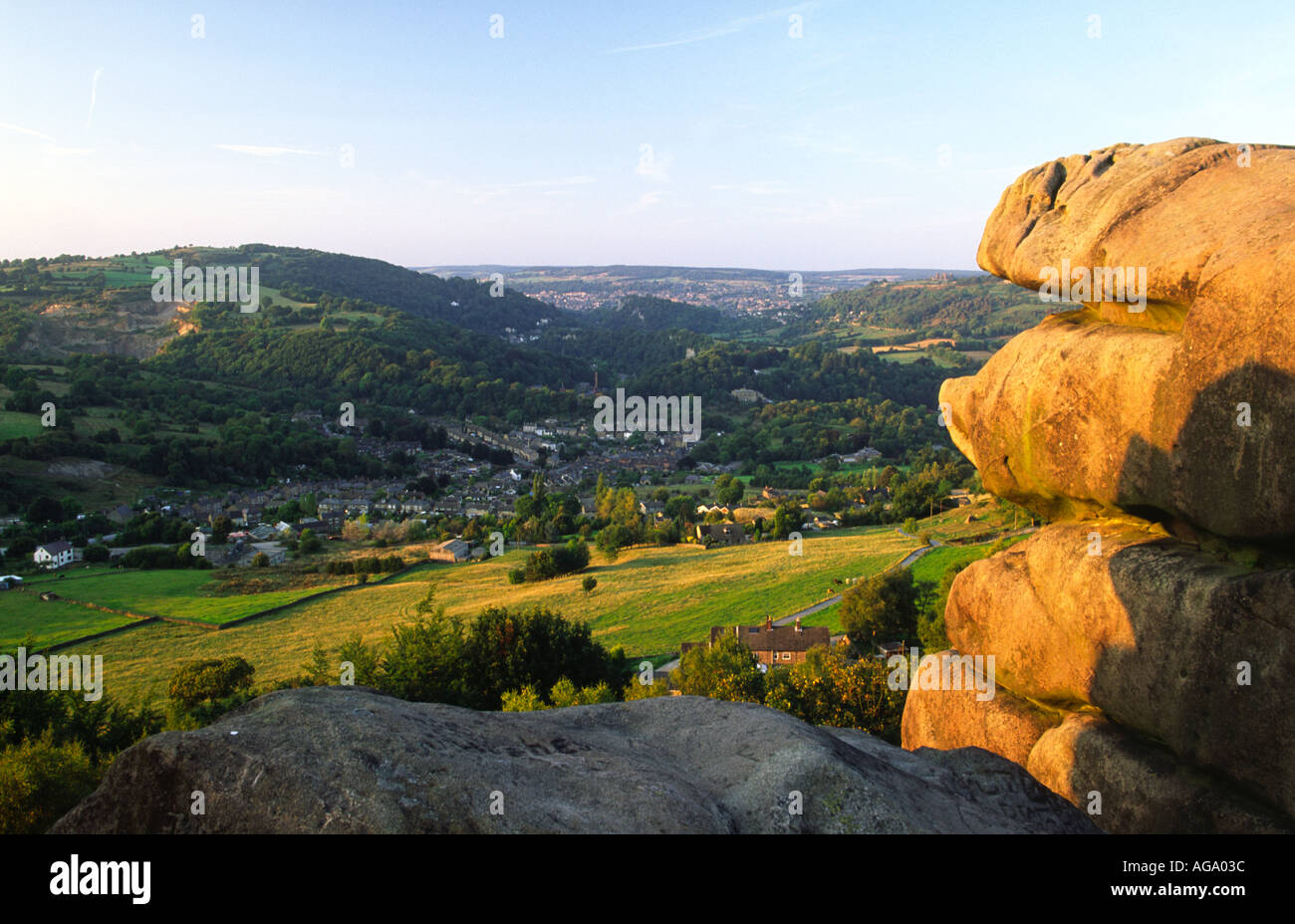 View from Black Rocks in Cromford towards Matlock in the Derbyshire ...