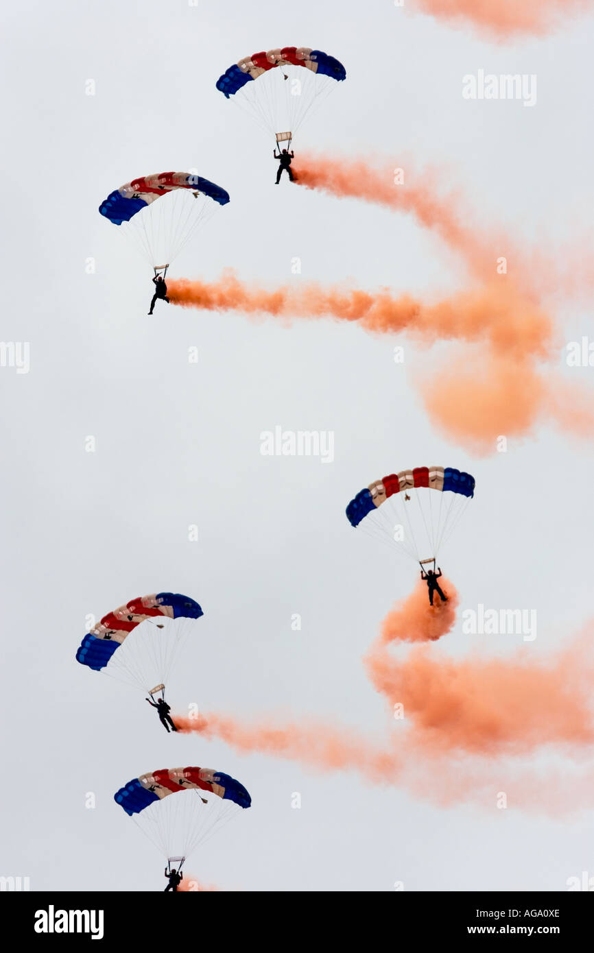 The British Armys Red Devils Parachute Display Team in action at the ...
