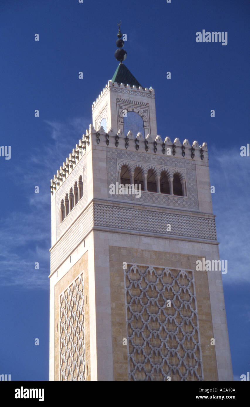 Tunisia Minaret of the Great Mosque in the medina of Tunis Stock Photo ...