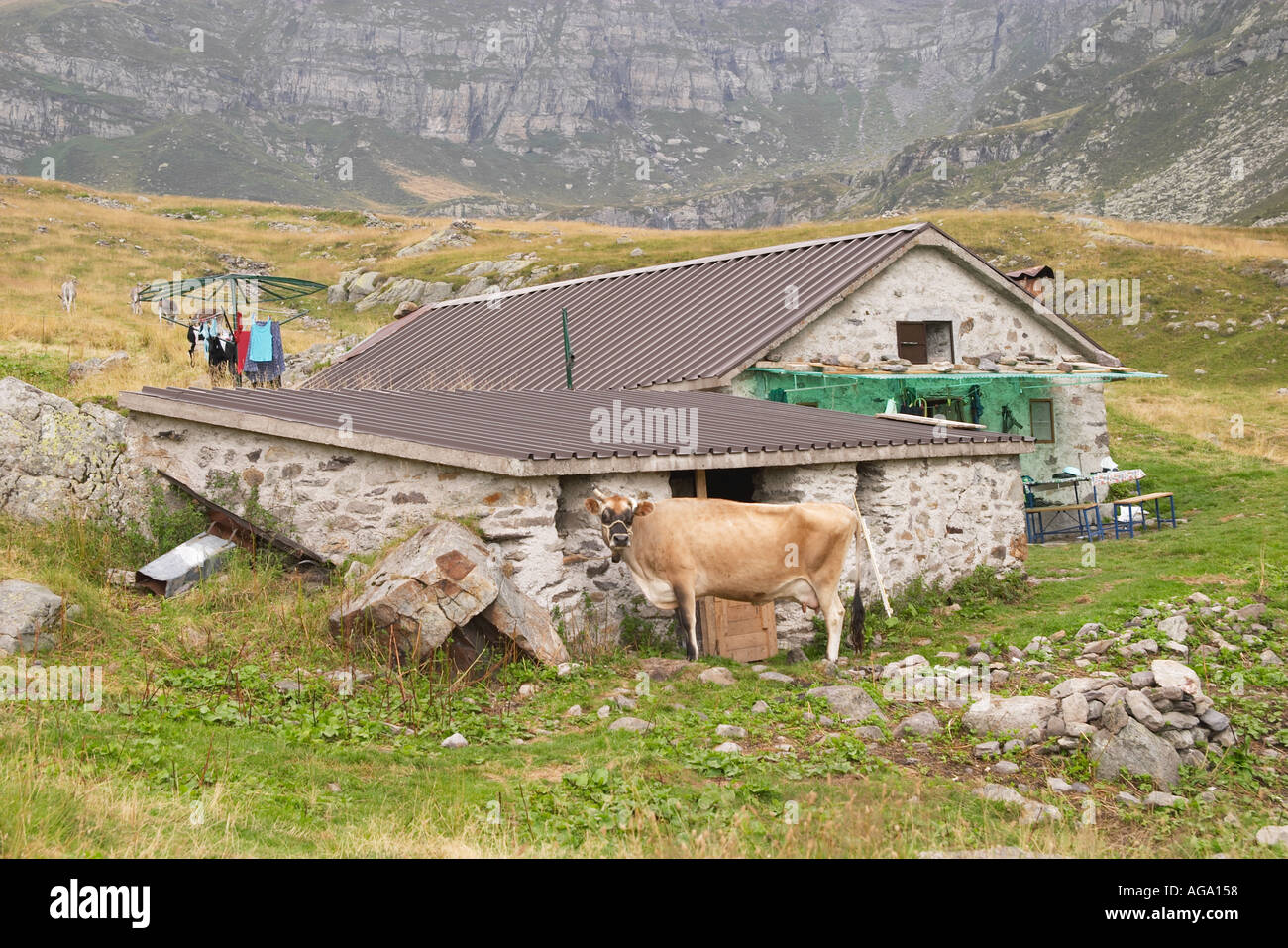 Baita di Mezzo Gleno Valley Alps mountains Italy Stock Photo - Alamy