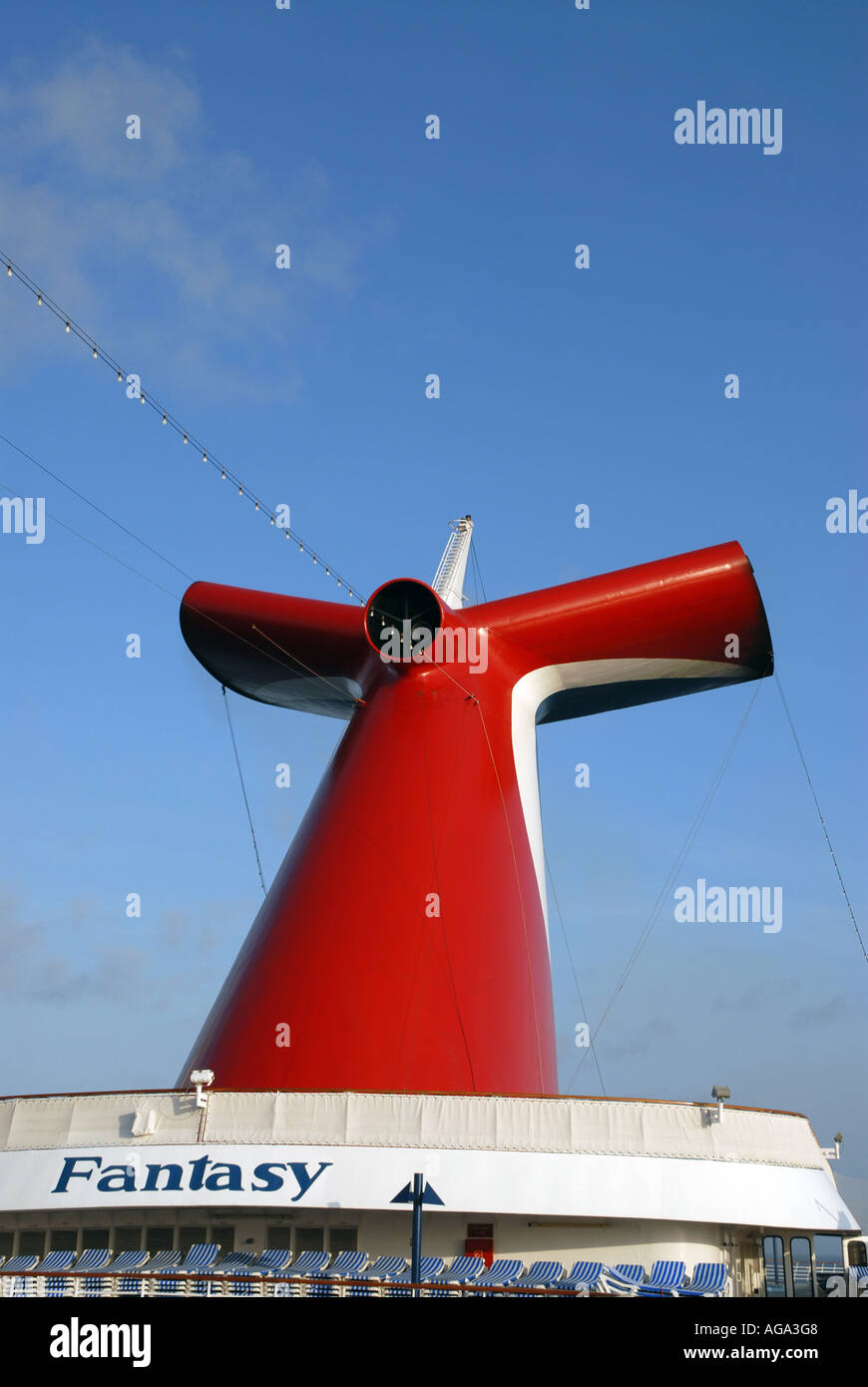 Cruise ship Carnival Cruises blue and red funnel smoke stack Stock ...