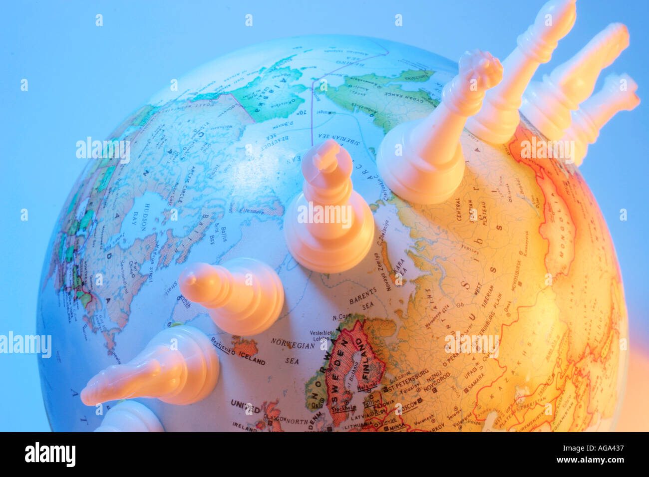 Chess Pieces on Globe Stock Photo - Alamy