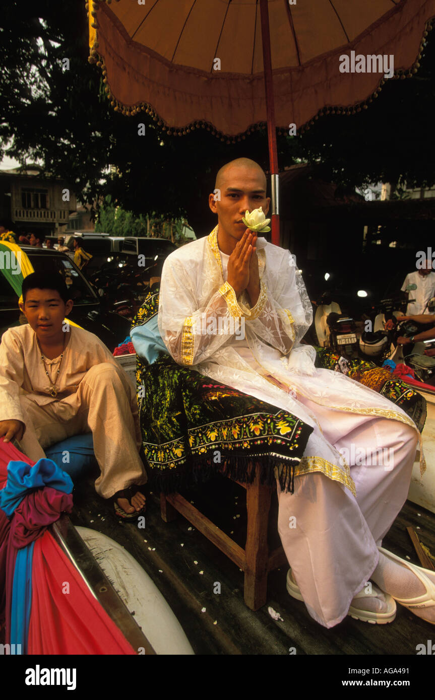 Young monk to be holding lotus flower at Poy Sang Long the yearly ...