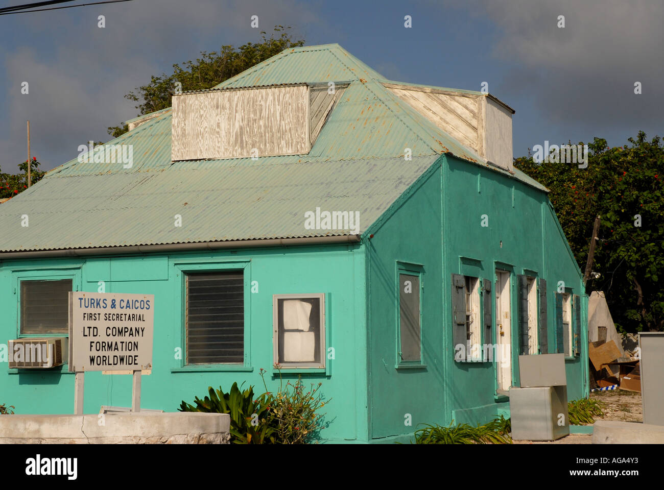 Grand Turk Island Cockburn Town old bermudian style green building ...
