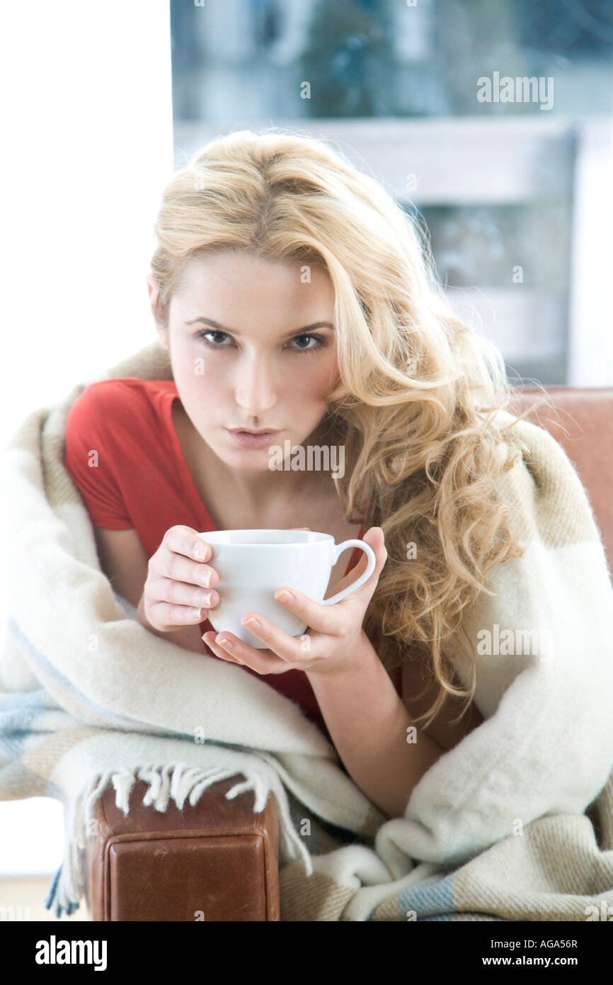 woman drinking tea Stock Photo - Alamy