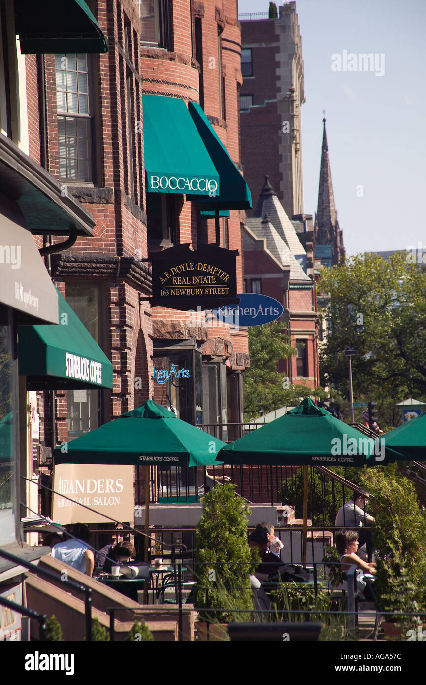 Starbuck's Coffee and other Shops in Brownstone buildings on Newberry ...