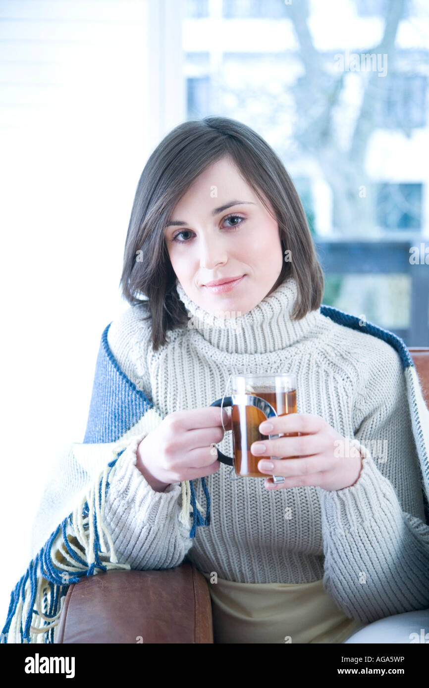 woman drinking tea Stock Photo - Alamy