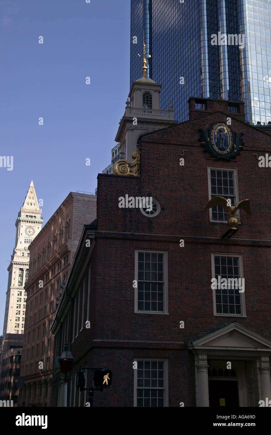 Customs House clock tower and Old State House Boston MA Stock Photo - Alamy