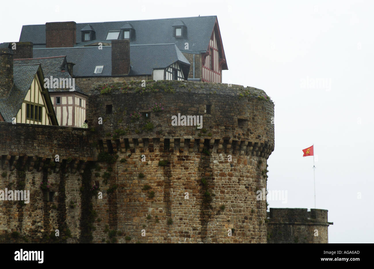 detail of the fortress Mont saint michel normandy France Stock Photo ...