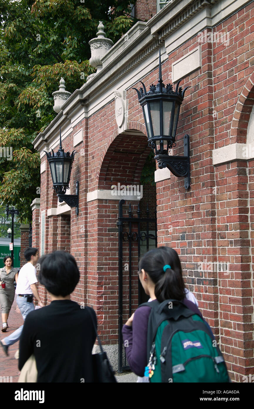 Harvard university campus students student gate college cambridge hi ...