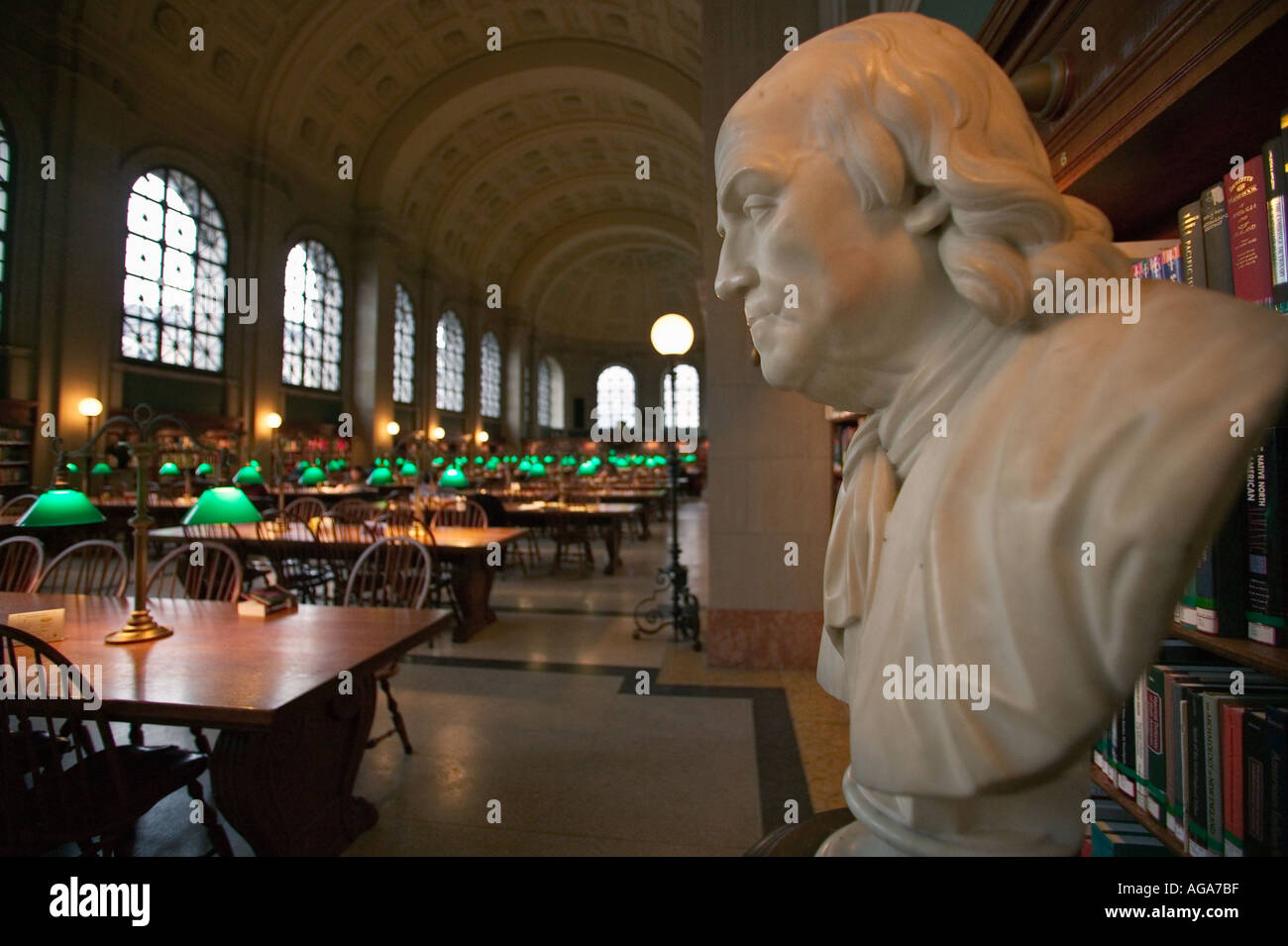 Bust of Benjamin Franklin in Bates Hall reading room in Boston Public ...
