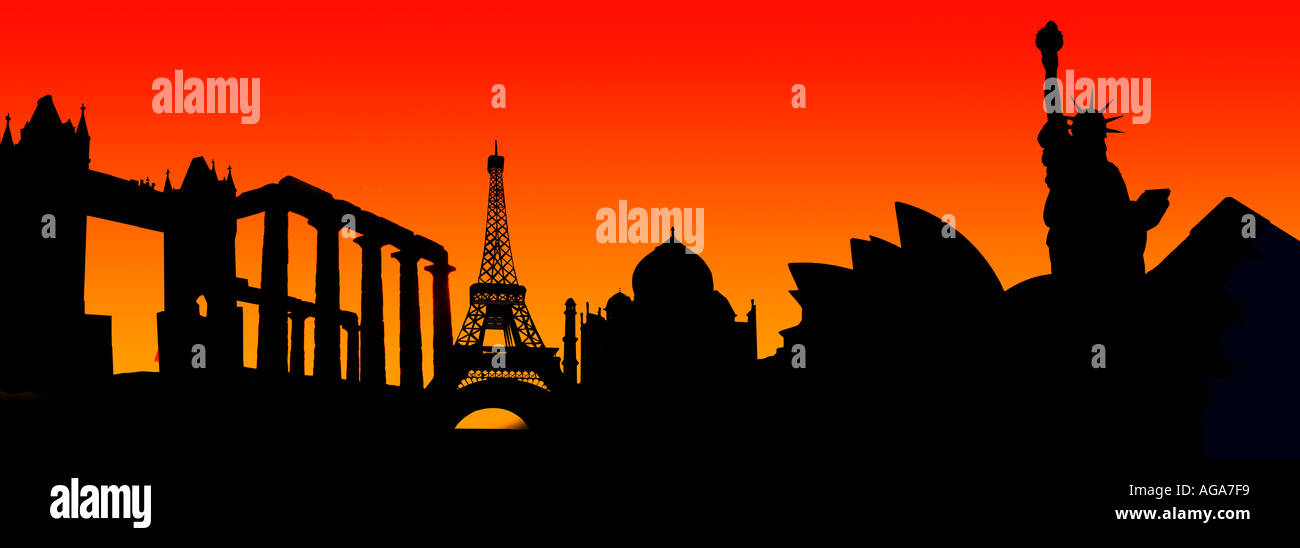 Panoramic of Monuments of the World Stock Photo - Alamy