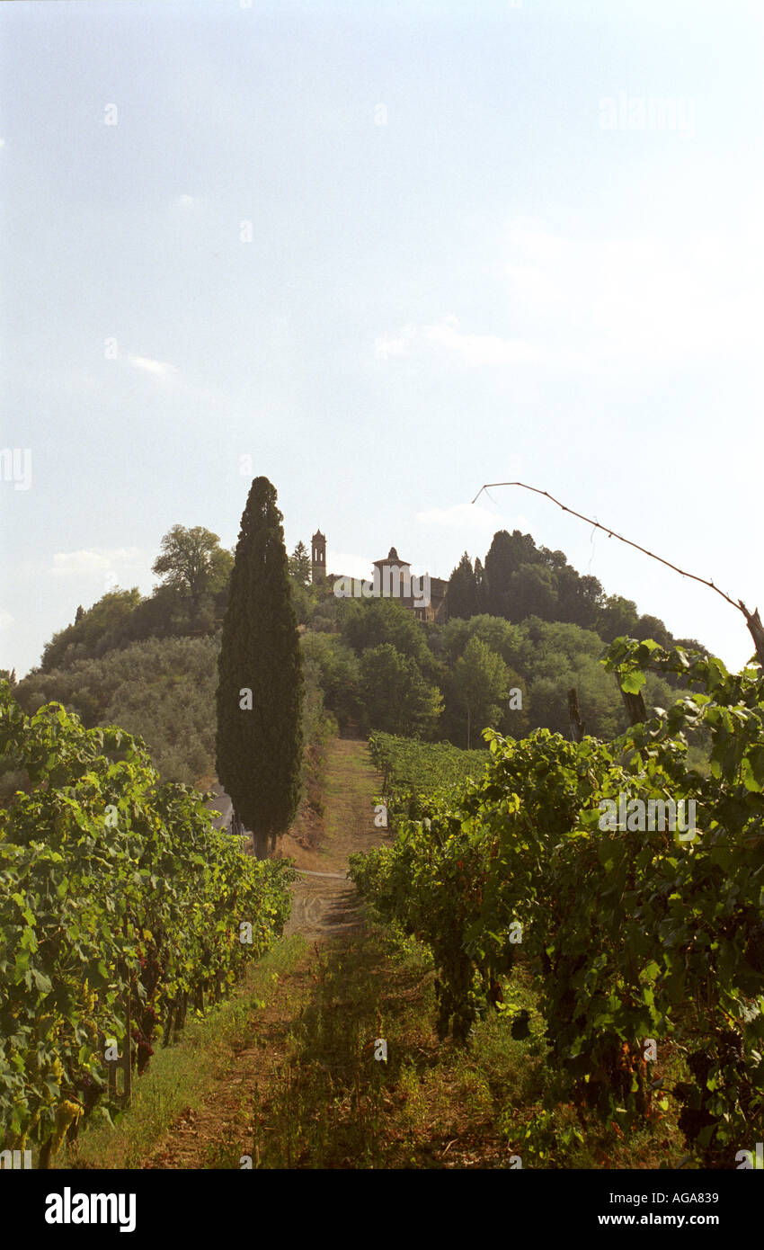 The village of Linari stands on top of a hill in Tuscany Italy Stock ...