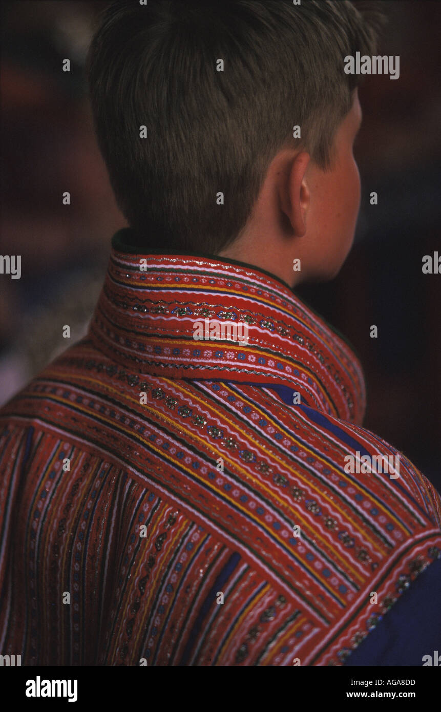 A Saami boy in traditional costume at his confirmation ceremony in the ...