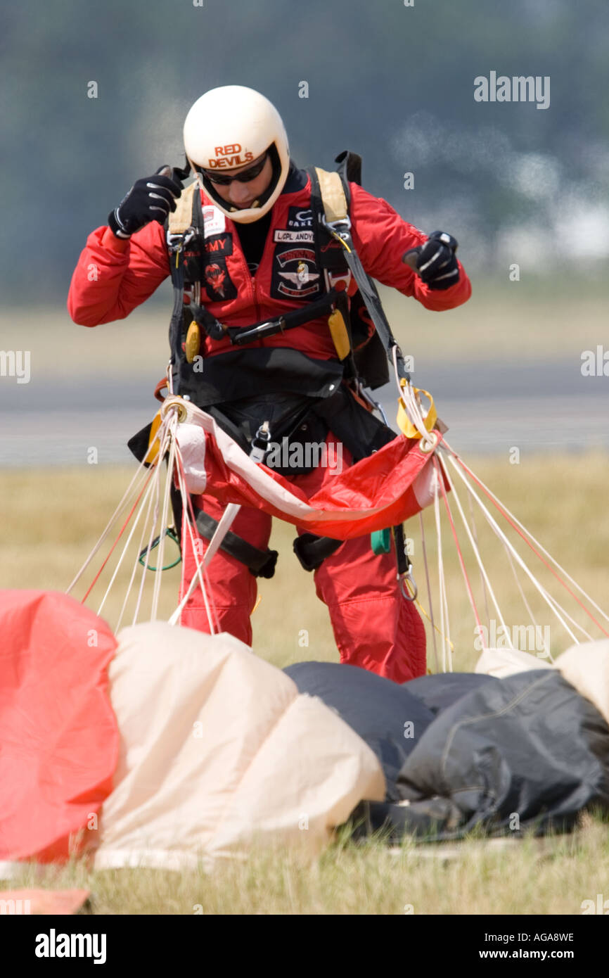 The British Armys Red Devils Parachute Display Team in action at the ...