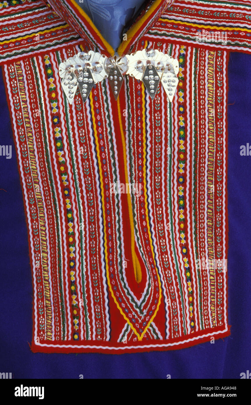 The decorated front of a traditional, male Saami tunic worn by a young ...