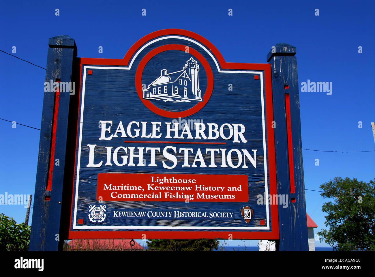 Michigan Eagle Harbor Light Station sign Stock Photo - Alamy