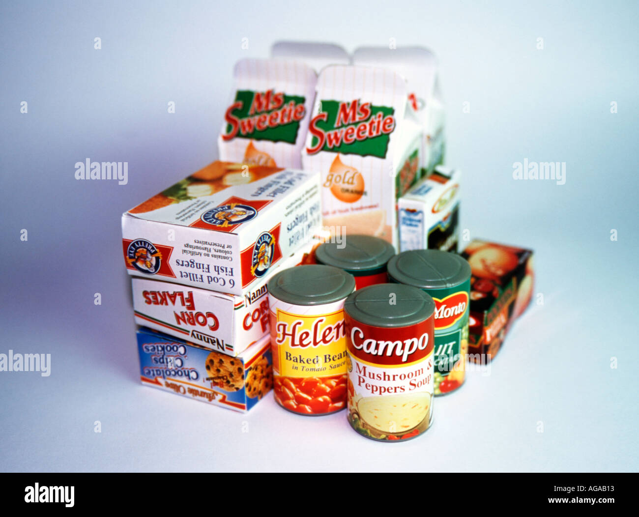 mini toy food pack Stock Photo - Alamy