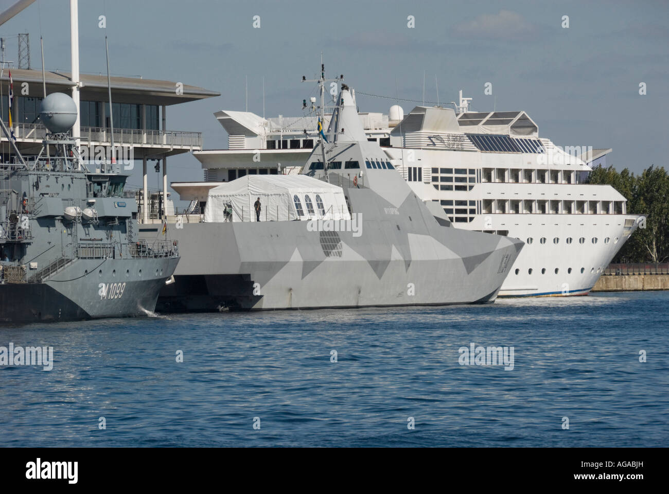 Swedish stealth corvette at ExCeL, Newham, London for DESi arms fair ...