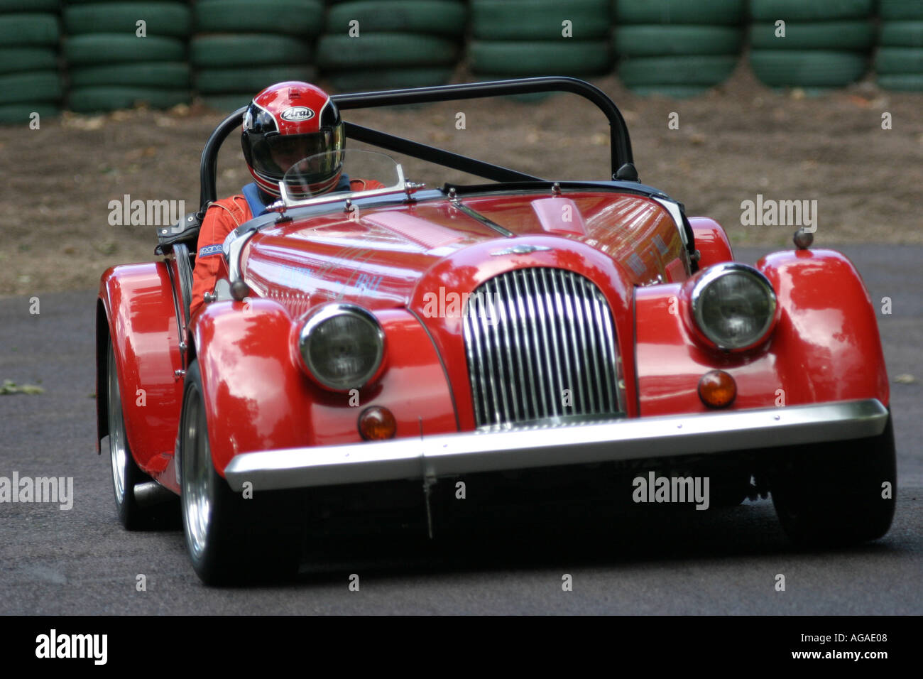morgan sports car cornering hard at prescott speed hill climb Stock ...