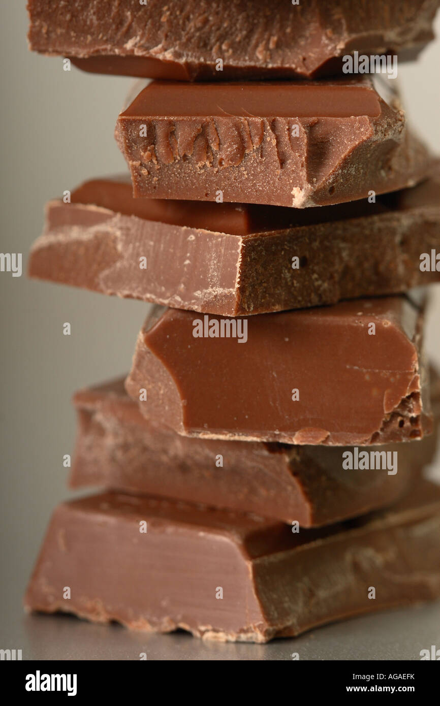 Chocolate bar piece chunk stack Stock Photo - Alamy
