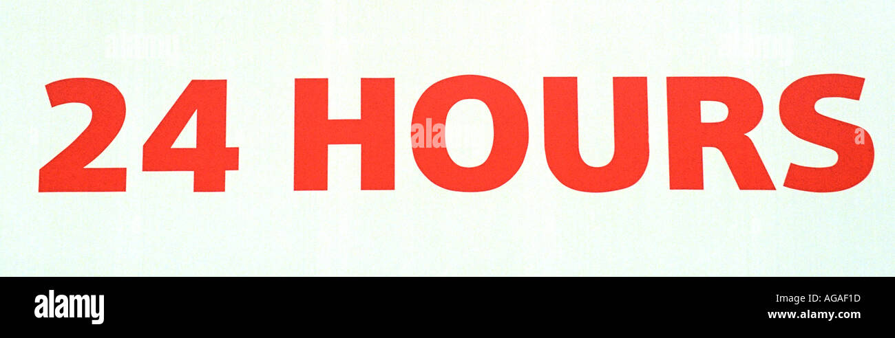 24 hours sign Stock Photo - Alamy