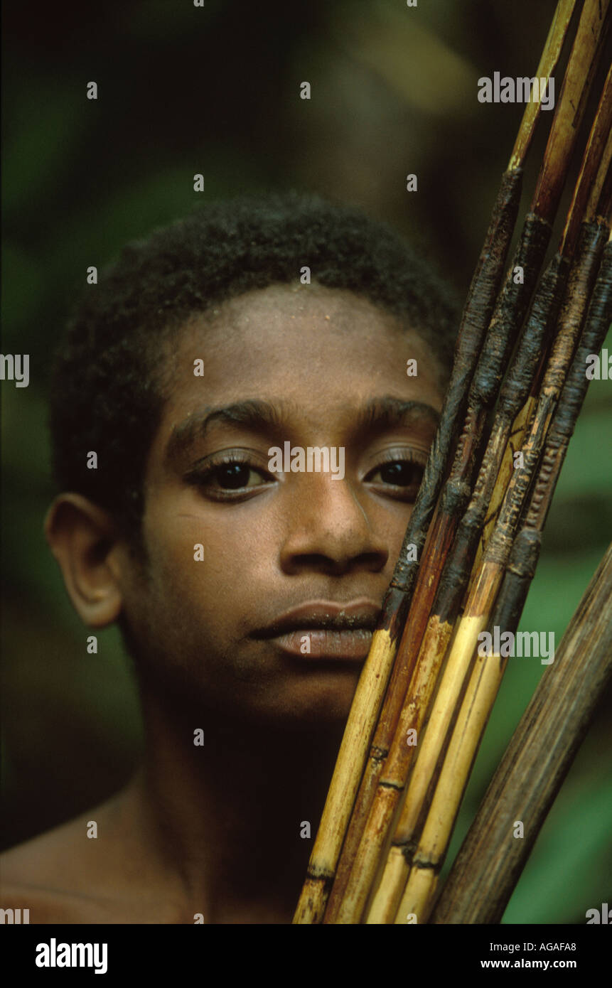 Young boy with bow and arrows The Kombai tribe Treehouse People ...