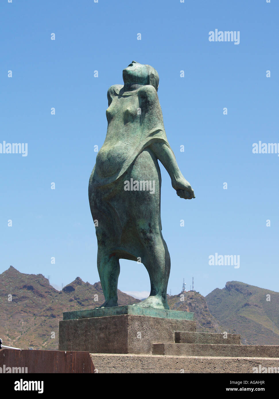 Statue of a woman with her head thrown back in pain, Tenerife Stock ...