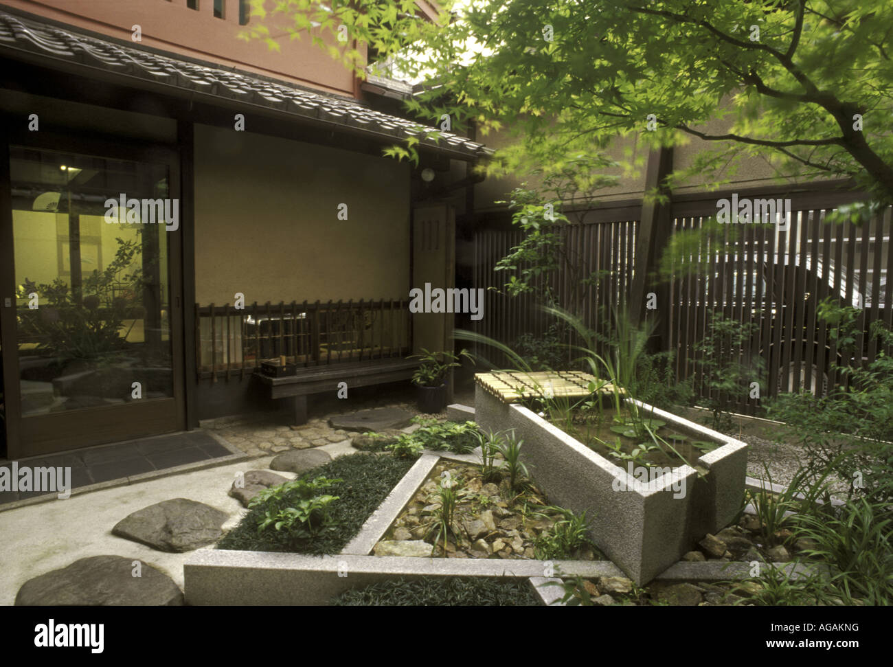 garden Tsuboniwa bamboo in Machiya house Kyoto Japan Stock Photo - Alamy