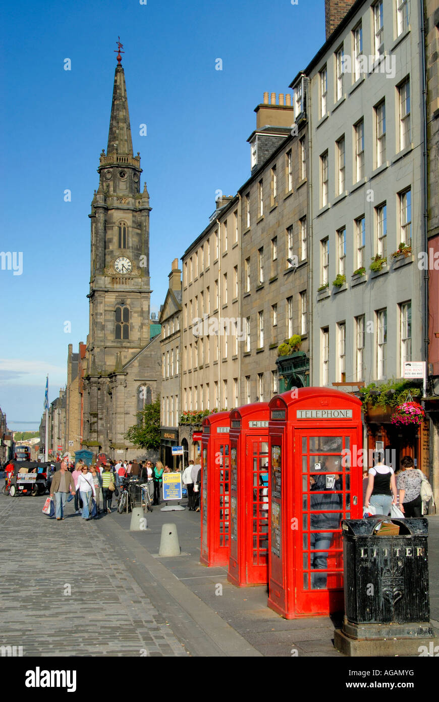 Royal Mile Red Telephone Booths Scotland Great Britain Stock Photo - Alamy